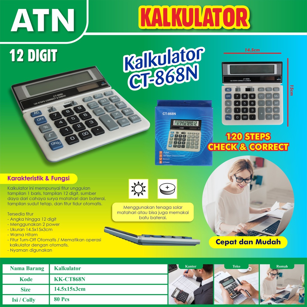Jual COD-Kalkulator 12 Digit -Kalkulator Check / Kakulator Dagang Besar ...