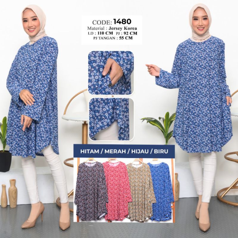 Jual TUNIK MUSLIM JUMBO,(# 45) MOTIP BUNGA KECIL,8 WARNA | Shopee Indonesia