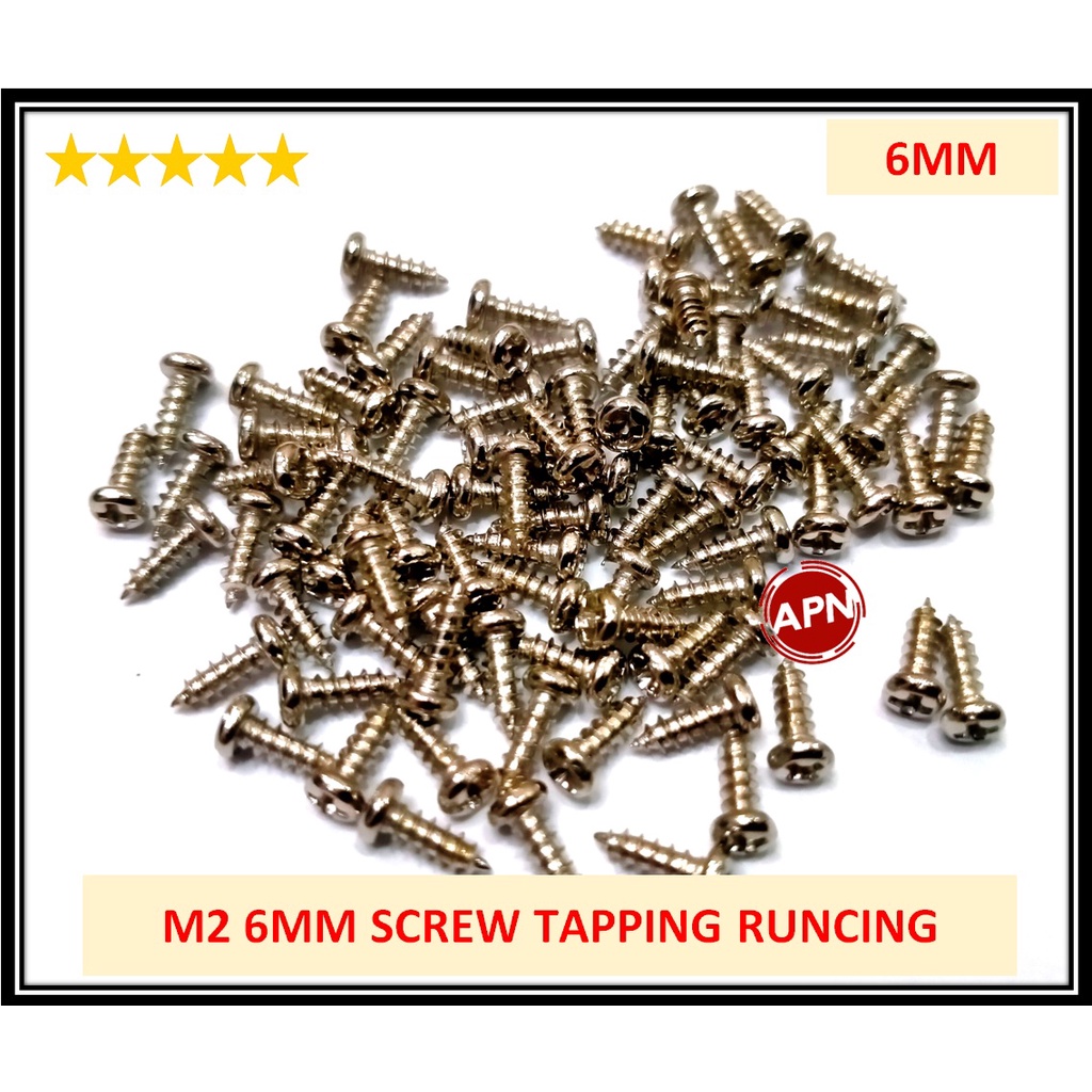 Jual BAUT / SCREW TAPPING M2 6MM KEPALA BULAT / UJUNG RUNCING | Shopee ...