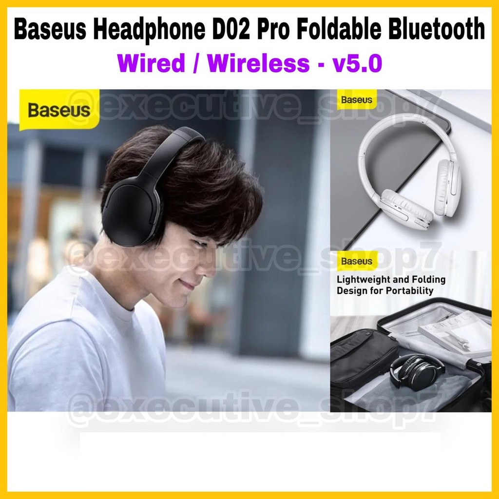 Jual Baseus Headphone D02 Pro Foldable Bluetooth - Wired/Wireless - v5 ...