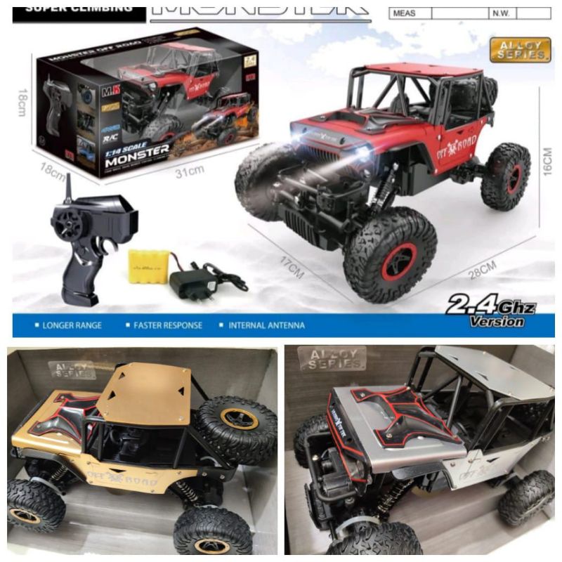 Jual MOBIL RC REMOTE CONTROL MONSTER ROCK CRAWLER 4WD 2.4GHZ 1:14 ...