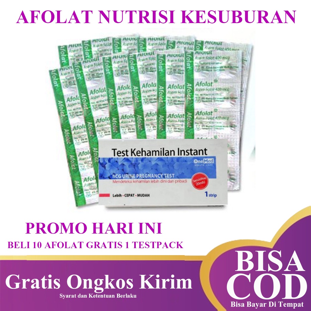Jual AFOLAT Asam Folat 400 Mcg 1 STRIP ISI 1 Strip 10 Tablet | Shopee ...
