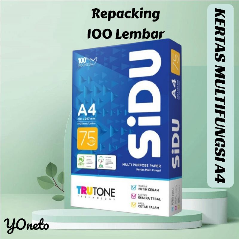 Jual Kertas HVS A4 SIDU 75 gsm (100 Lembar) | Shopee Indonesia