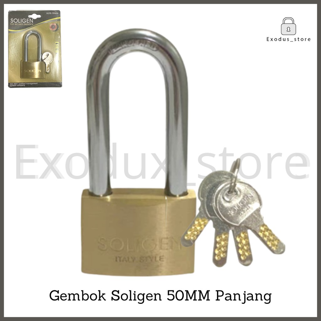 Jual Kunci gembok pagar SOLIGEN 50 MM leher panjang / gembok pager anti ...