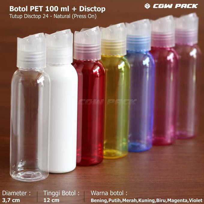 Jual BOTOL DISCTOP 100 ML / BOTOL PET 100 ML - TUTUP DISCTOP NATURAL | Shopee Indonesia