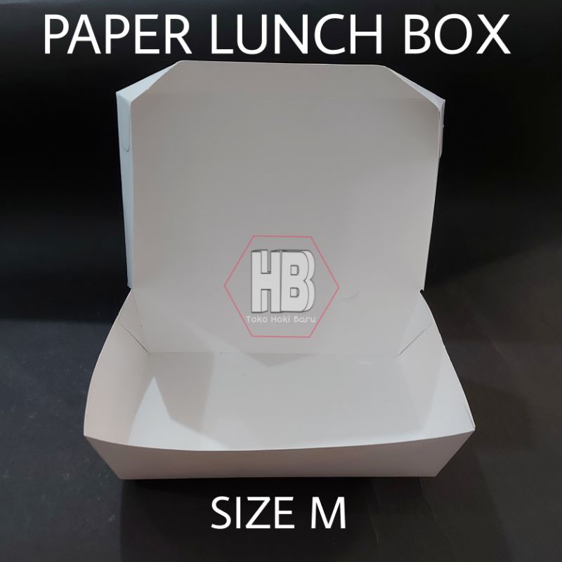 Jual [50 Pcs] PAPER LUNCH BOX SIZE M PUTIH POLOS LAMINASI / KOTAK NASI ...