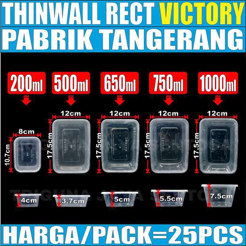 Jual Thinwall Rectangle 200ml 500ml 650ml 750ml 1000ml Per Pack Kotak