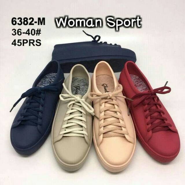 Jual Sepatu Cewek Dewasa Kets Sneakers Karet Lentur Tali WOMAN SPORT ...