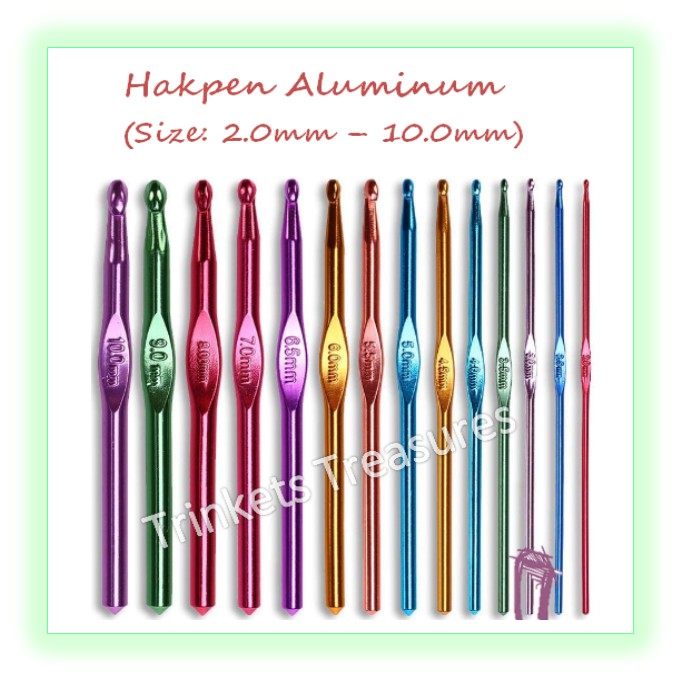 Jual SATUAN Hakpen aluminium crochet hook besi jarum rajut alat 8mm 9mm ...
