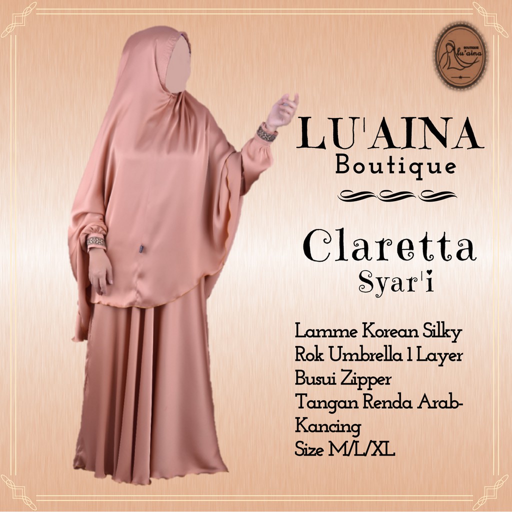 Jual CLARETTA SET GAMIS HIJAB MUSLIMAH SYARI BUSUI PREMIUM BRANDED ...