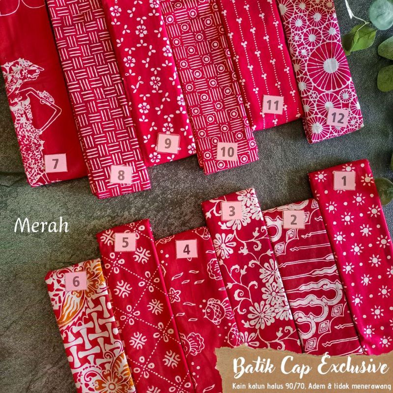 Jual Kain Batik Cap Halus Merah Kain Batik Merah Bahan Katun Merah Kain ...