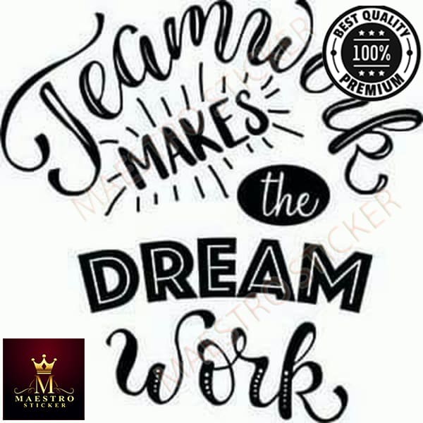 Jual M.STICKER Stiker Team Work Dream Work Sticker Kaca Dingding Dapur ...