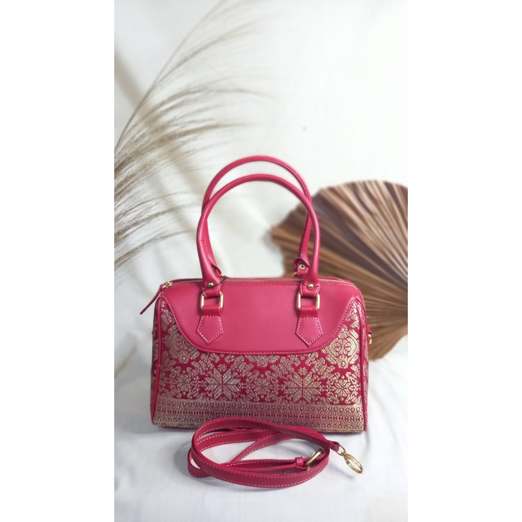 Jual Tas songket ayako khas palembang merah kombinasi lepus A | Shopee ...