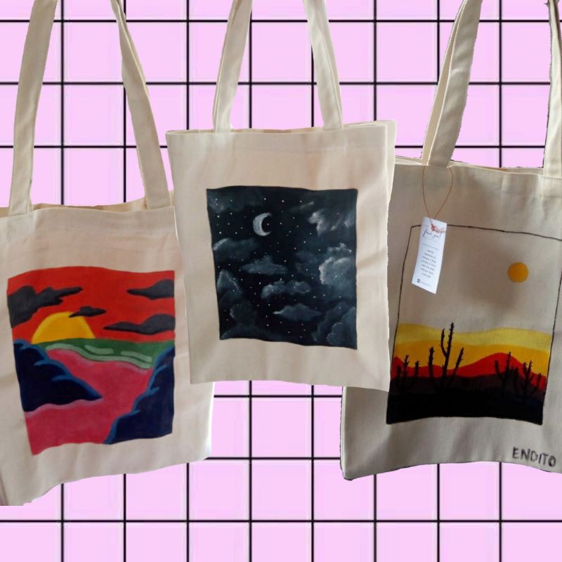 Jual TOTEBAG Lukis Handpaint - Totebag custom - Totebag Canvas | Shopee ...