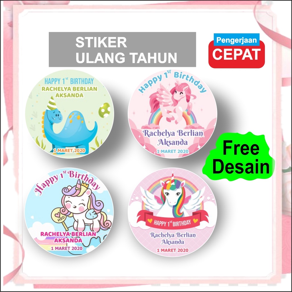 Jual PRINT Sticker Ulang Tahun Anak Custom Stiker Perlengkapan Pesta ...