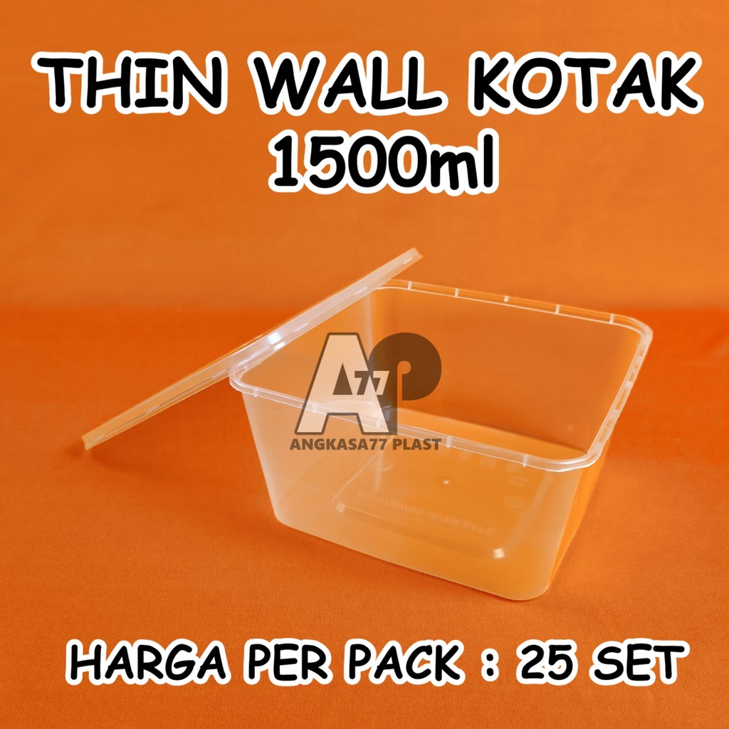 Jual Thinwall Persegi Panjang 1500ml Food Container Kotak Makan 1500
