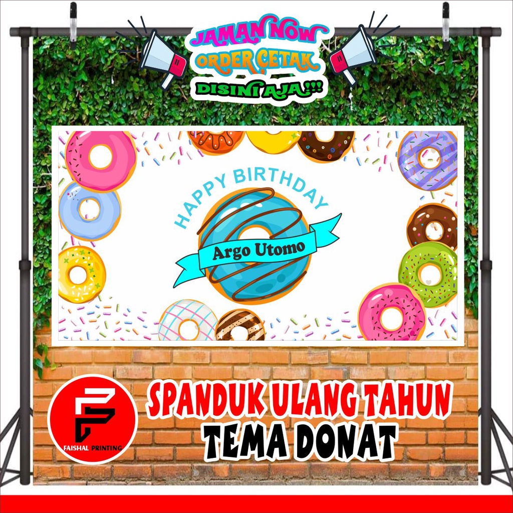 Jual Spanduk / Banner / Backdrop Ulang Tahun Custom Tema donat/donut ...