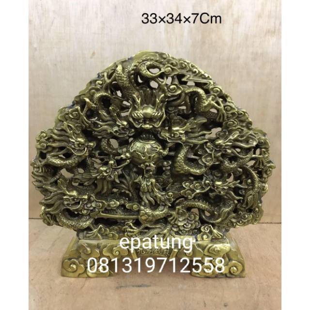 Jual patung 9 naga kaisar giok kuningan | Shopee Indonesia