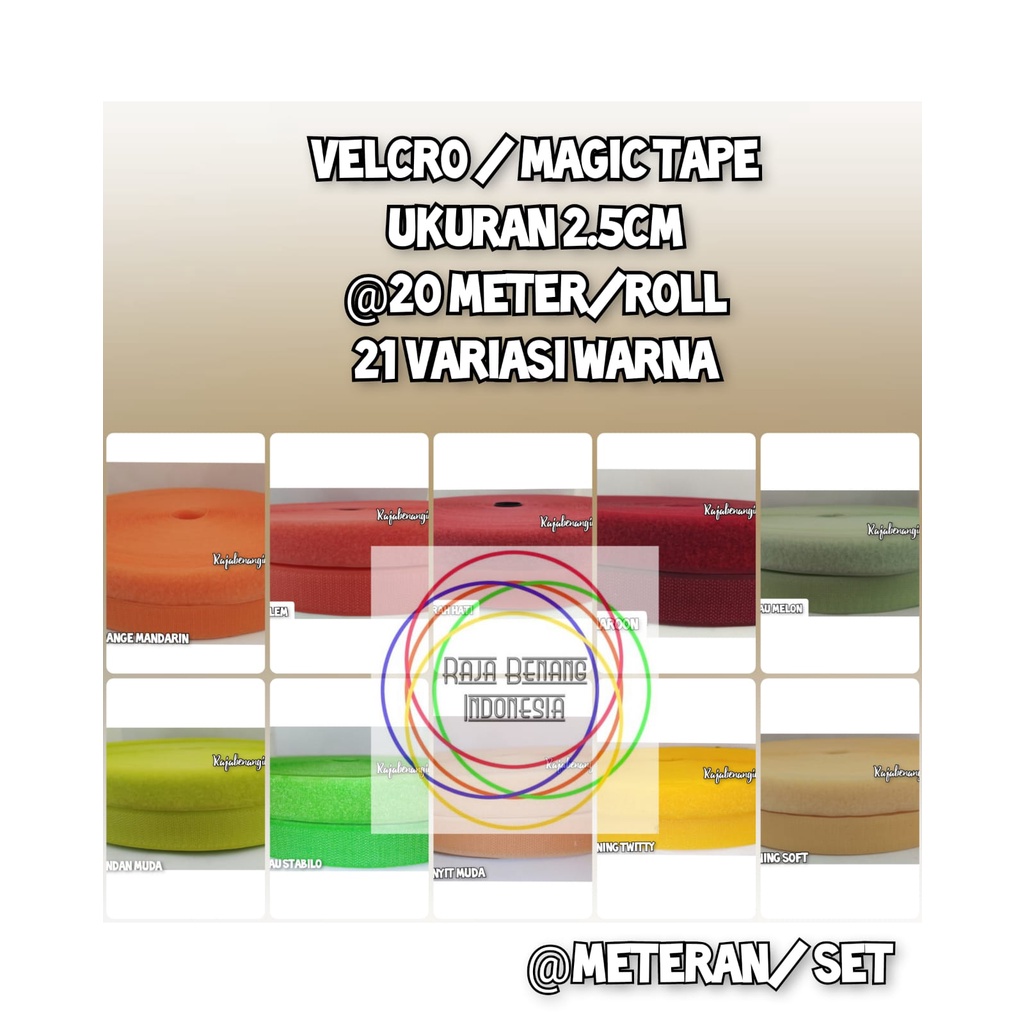 Jual Velcro set / perekat / Magic Tape - 2,5 cm - 21 variasi warna/set ...