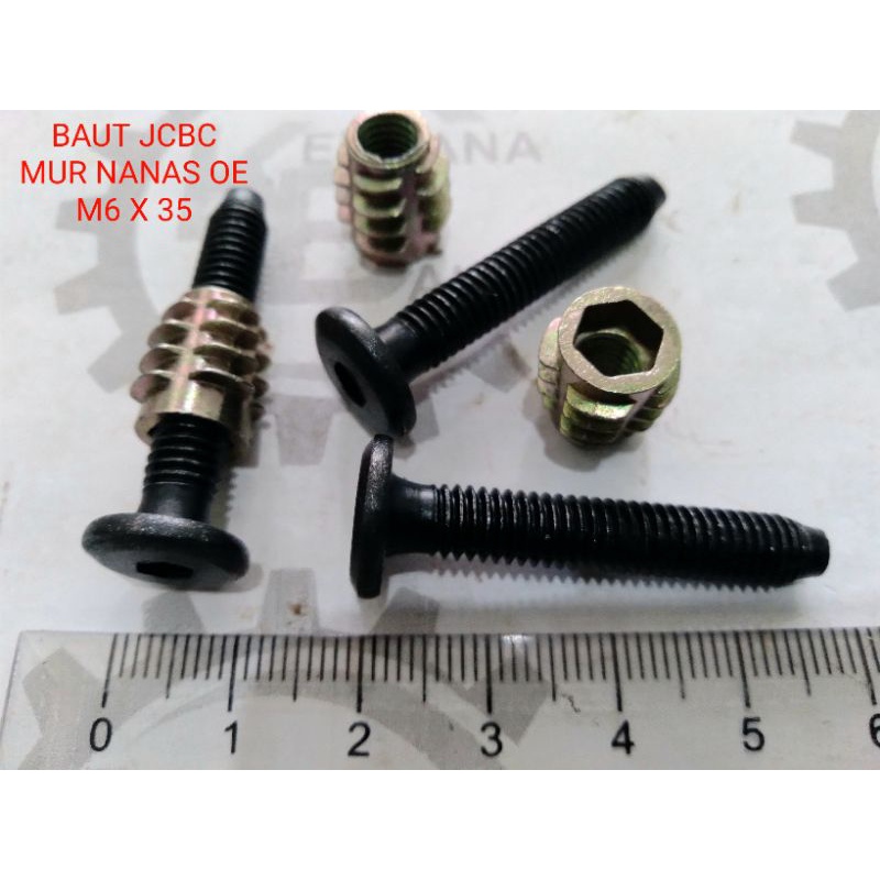 Jual BAUT JCBC M6 X 35 MUR NANAS OE HITAM / KNOCKDOWN / BAUT SPEAKER ...