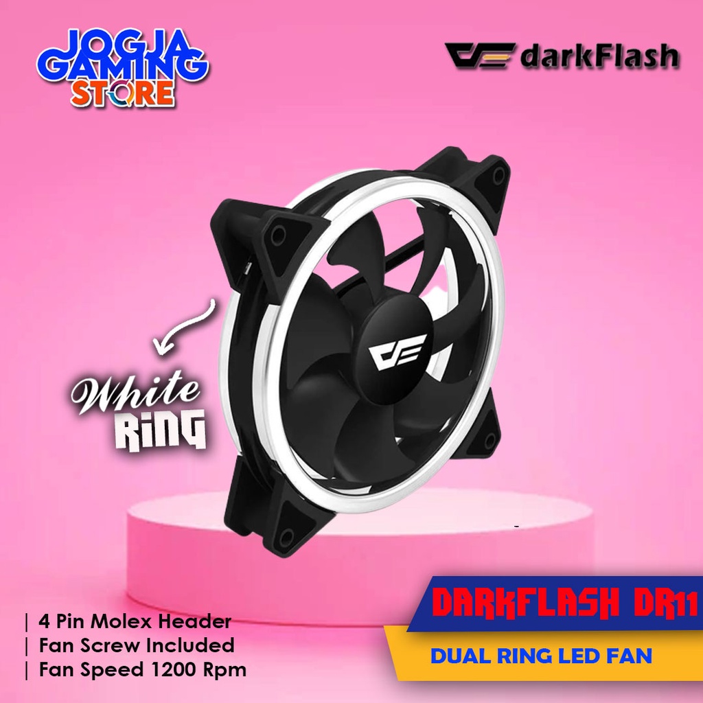 Jual DARKFLASH DR11 DUAL RING LED SINGLE FAN - WHITE | Shopee Indonesia
