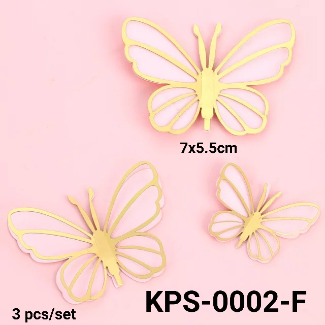 Jual GR-KPS-0002 Cake topper hiasan kue kupu kupu butterfly pink ungu ...