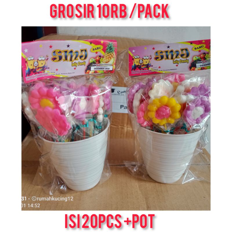 Jual PERMEN LOLLIPOP BUNGA 20PCS FREE POT | Shopee Indonesia