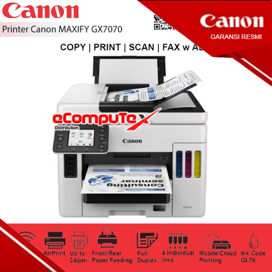 Jual PRINTER CANON GX7070 / GX 7070 MULTI FUNCTION PRINT / SCAN / COPY ...