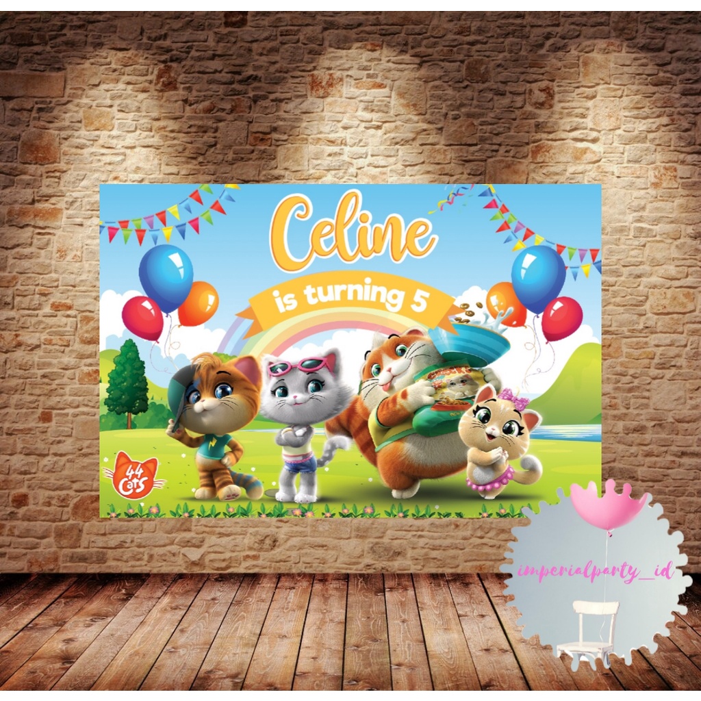 Jual Custom Backdrop Banner Spanduk Happy Birthday 44 Cats Kucing ...