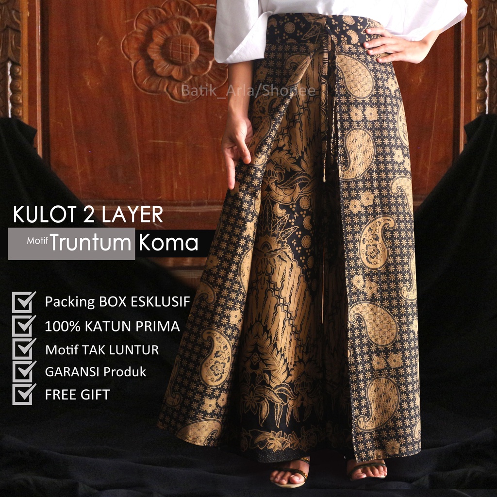 Jual Celana Wanita Kulot Model Layer Batik Motif Truntum Coklat Batik ...