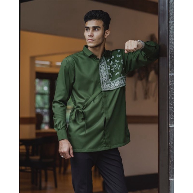 Jual Kemeja Bordir Pria NUC.ID Gala 02 (Army) | Shopee Indonesia