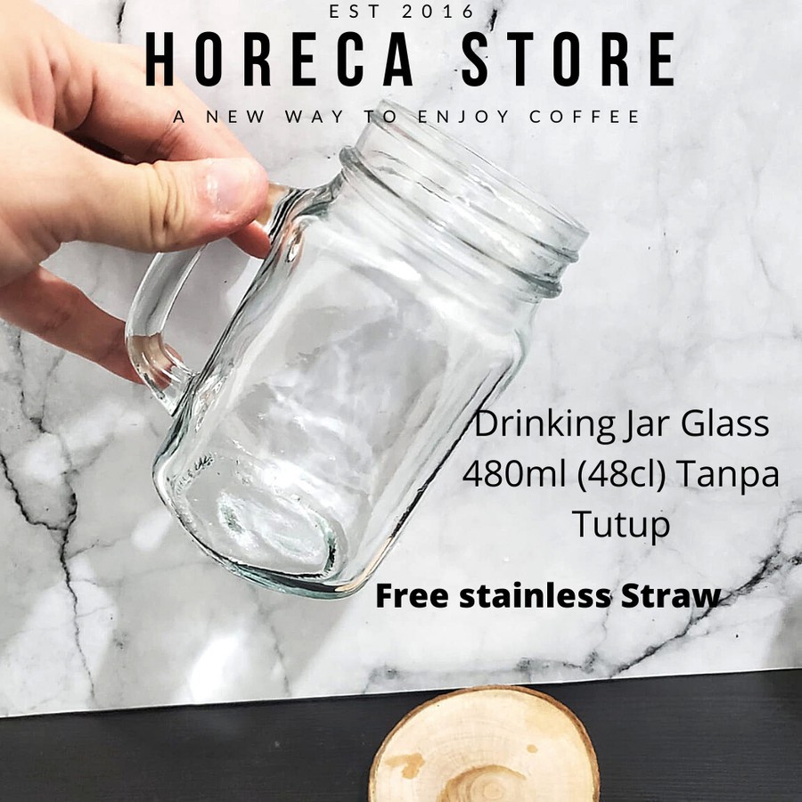 Jual Drinking jar glass 480ml - Gelas Drinking Jar Jus / Es Kopi / Es ...