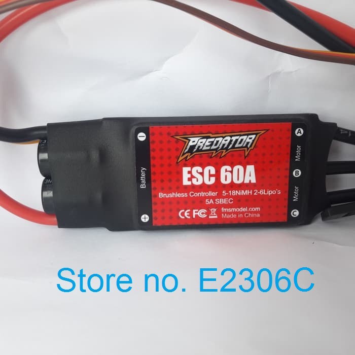 Jual ESC FMS Predator 60A brushless 2-4s lipo 5.5v 3a BEC RC airplane ...