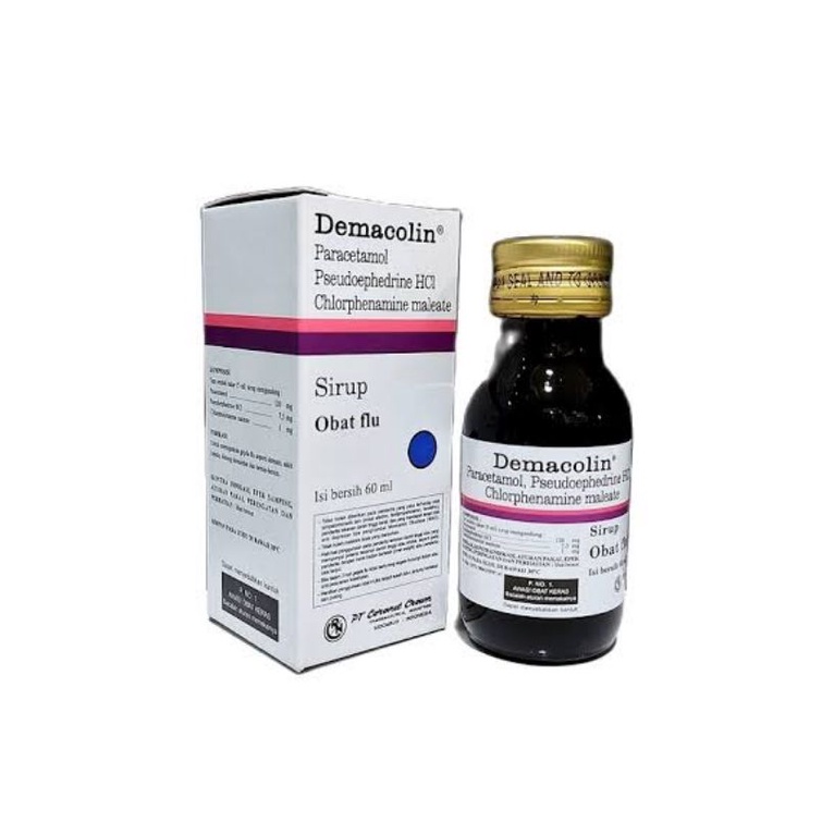 Jual demacolin syrup syr sirup 60ml 60 ml obat demam flu pilek / botol ...