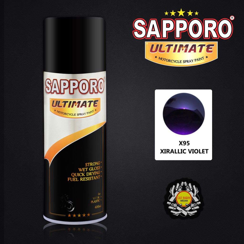 Jual SAPPORO ULTIMATE X95 XIRALLIC VIOLET CAT SEMPROT 400 ML CAT MOTOR AEROSOL PYLOX XIRALIC ...