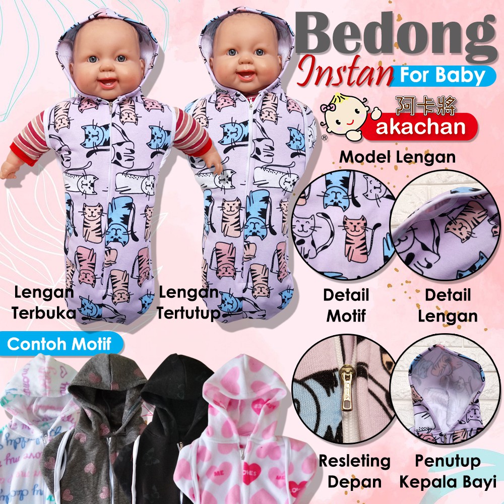 Jual Bedong Bayi Instan Resleting Newborn AKACHAN Instant Swaddle NB ...