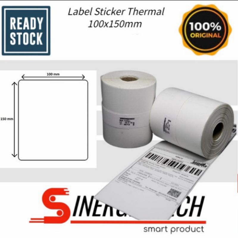 Jual KERTAS LABEL THERMAL STICKER 100x150MM ISI 250 PCS WITH GAP | Shopee Indonesia