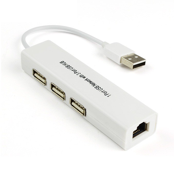Jual USB to LAN Ethernet External Network Card with USB Hub - WHITE ...