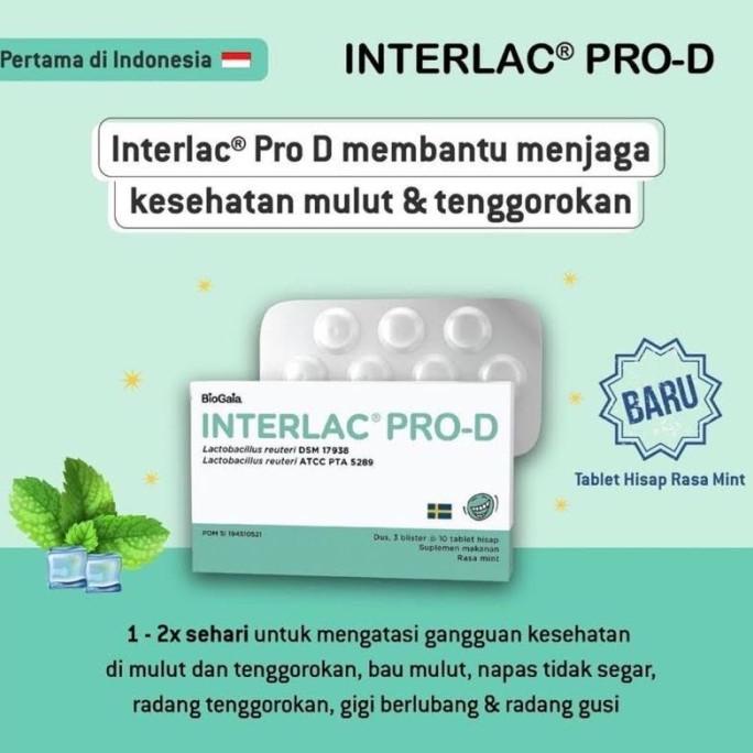 Jual Interlac Pro D tablet hisap - Mint 1 strip 10 butir | Shopee Indonesia