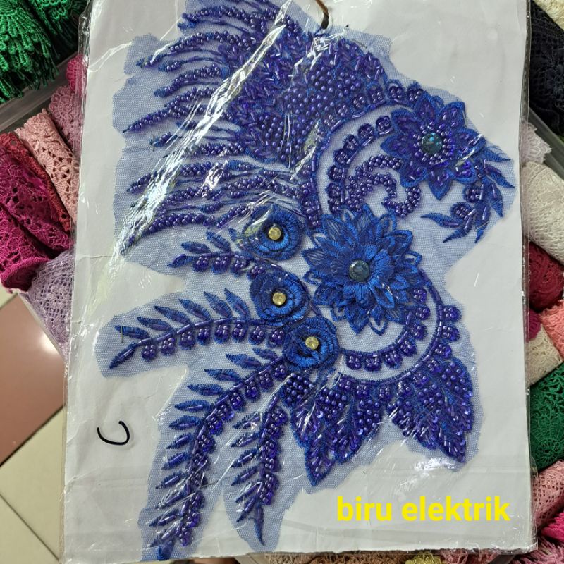Jual (COD) bunga bordir tempelan payett mewah/bunga aplikasi payet 3D ...