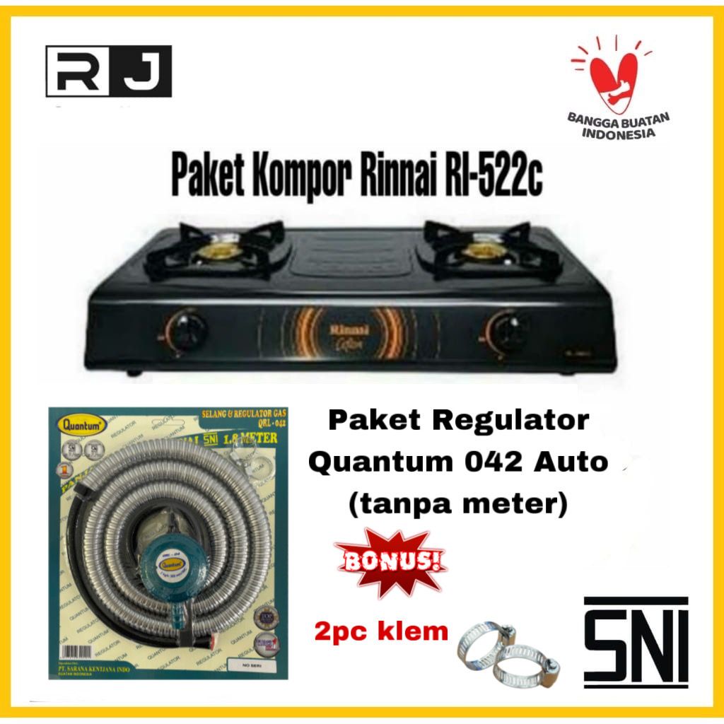 Jual Paket Kompor Gas Rinnai 2 Tungku RI 522C Bonus Selang Regulator ...