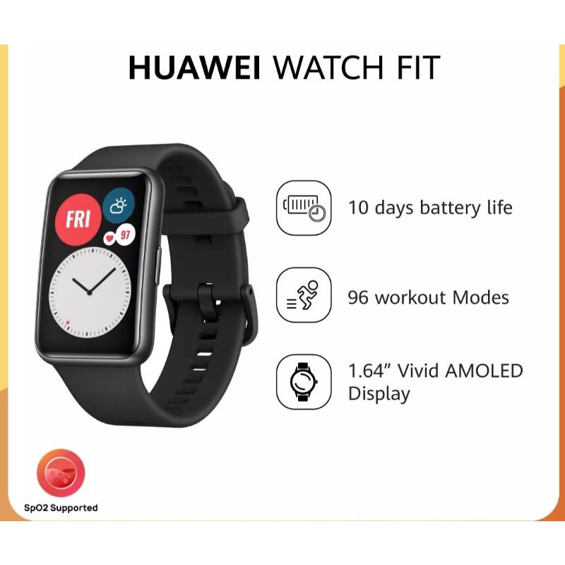 Jual Huawei Watch Fit Black Garansi Resmi | Shopee Indonesia