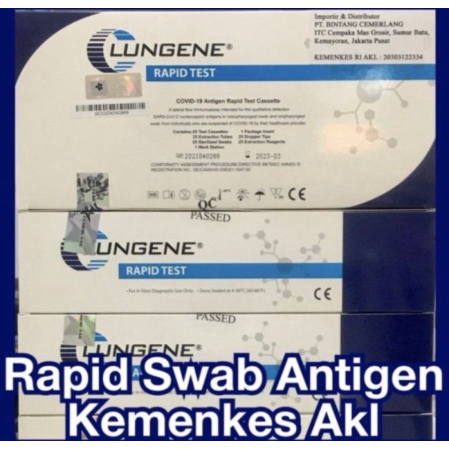 Jual Alat Test Swab Antigen Rapid LUNGENE BIRU / CLUNGENE Original AKL ...