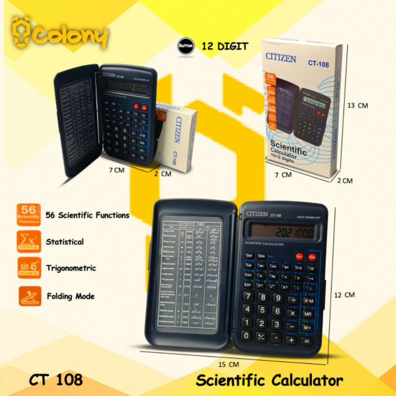 Jual Citizen CT-108 Kalkulator Scientific Calculator Belajar Sekolah ...
