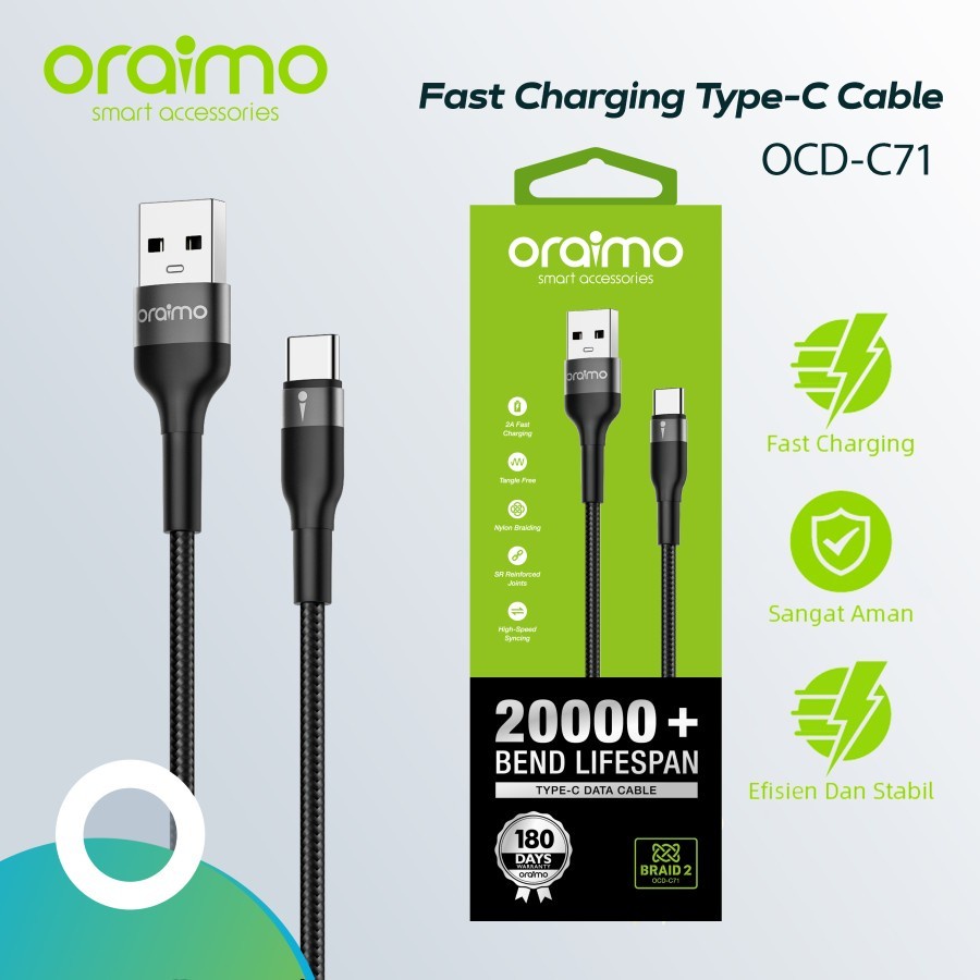 Jual Oraimo Kabel Data 5V 2A USB Type C Android Cable Fast Charging ocd ...
