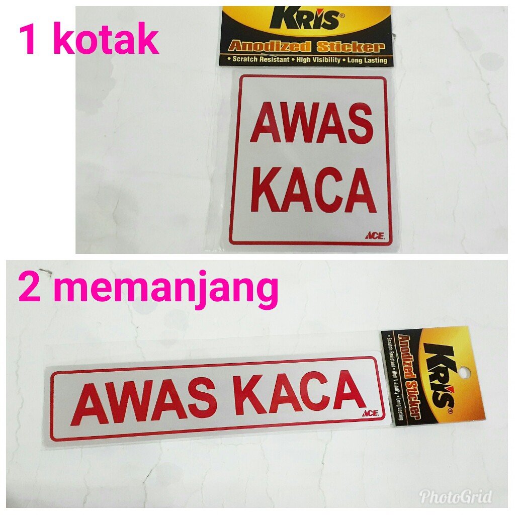 Jual sticker "AWAS KACA" label sign stiker gambar tempel di pintu atau ...