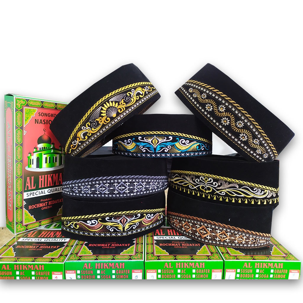 Jual ALHIKMAH - Peci Songkok Kopyah Hitam AC NewAwang Bordir bukan ...