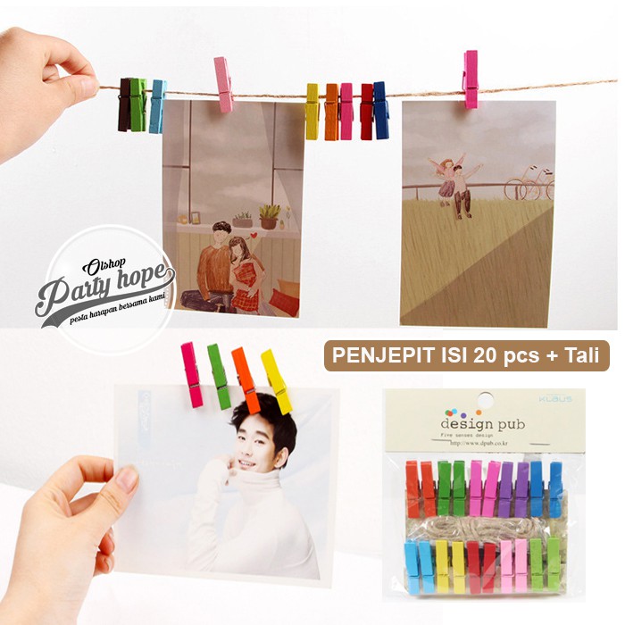 Jual Penjepit Foto Kayu warna warni / Wood Clip / photo klip / jepitan ...