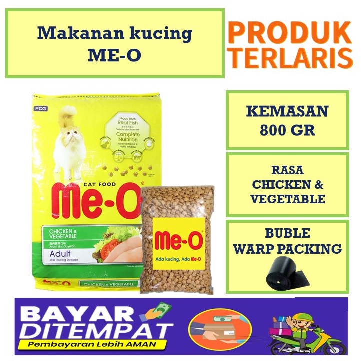 Jual Makanan Kucing Me-O Chicken & Vegetables Repack 800Gr Meo Meo ...