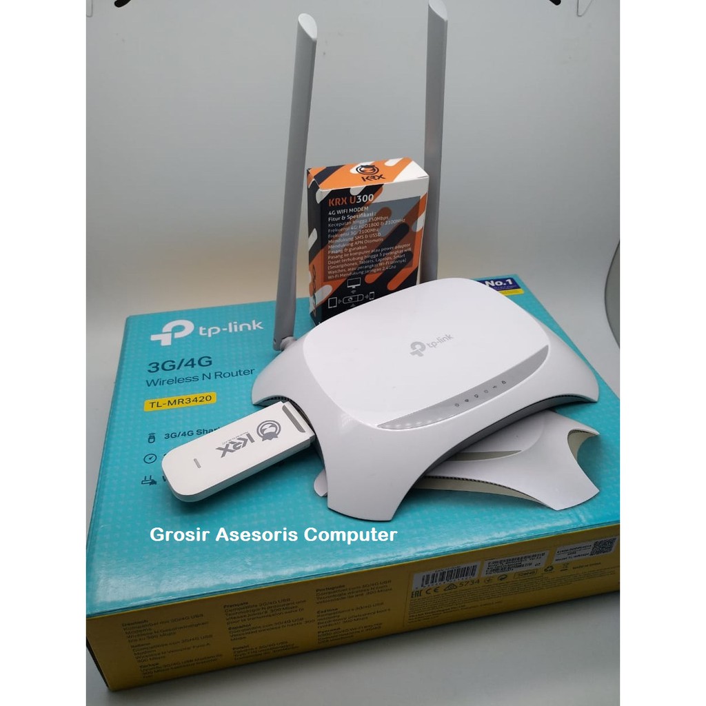 Jual Paket Router TP-LINK MR3420 + Modem 4G LTE KRX U300 Unlock All GSM ...